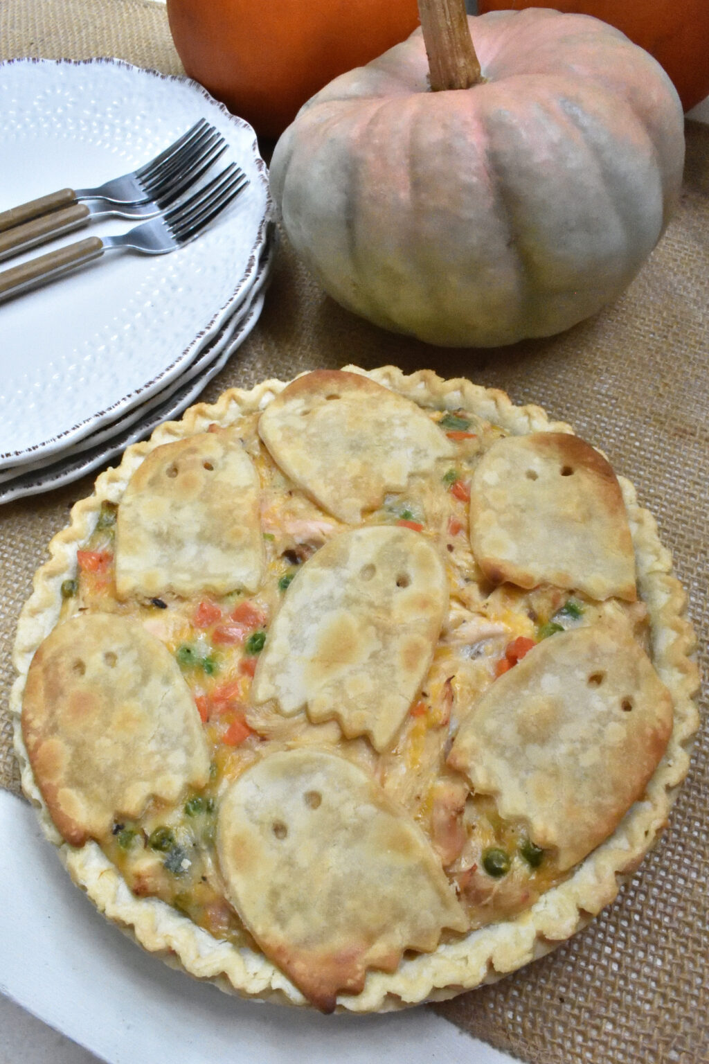 A Halloween pot pie will fill the tummies of your ghouls & goblins!