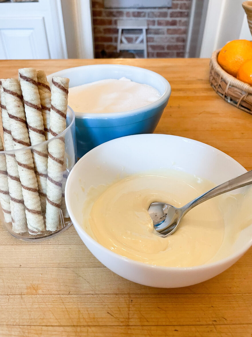 Candy candlesticks are a festive toppers for holiday desserts!