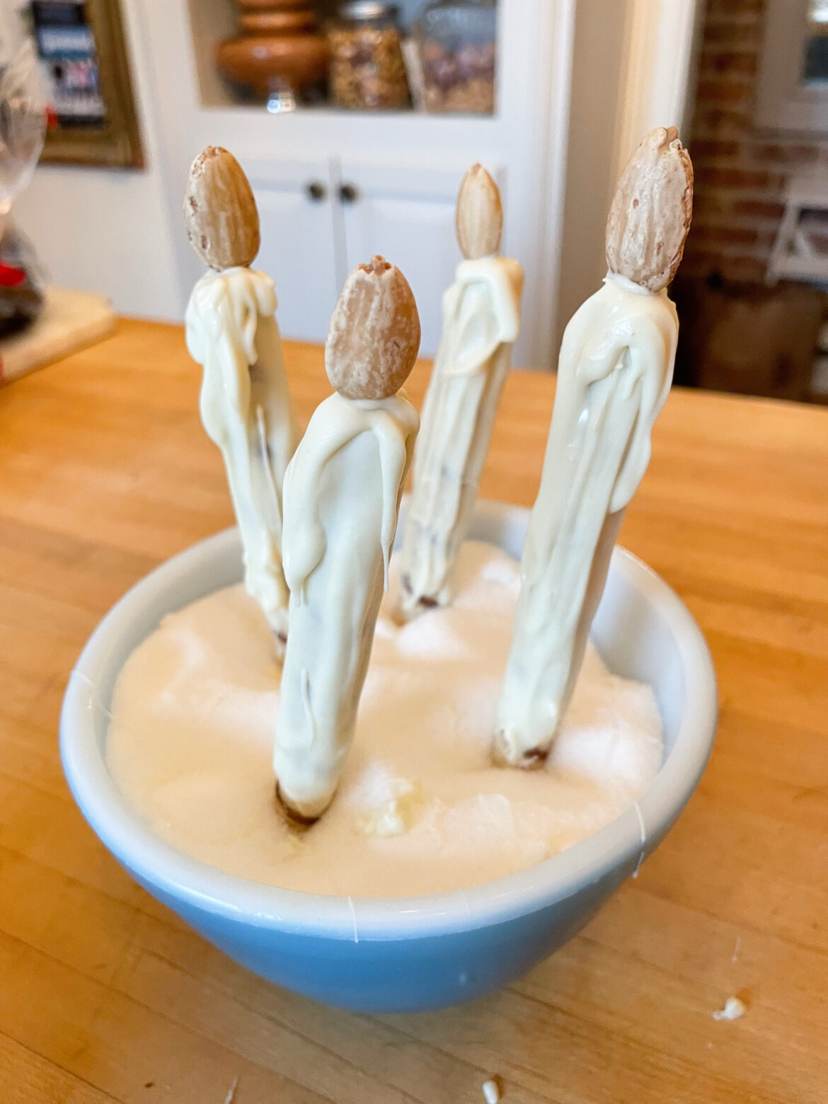 Candy candlesticks are a festive toppers for holiday desserts!